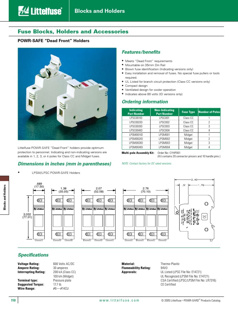 Little Fuse Powersafe Littelfuse Fuse Holder LPSM LPSC | PDF | Fuse ...