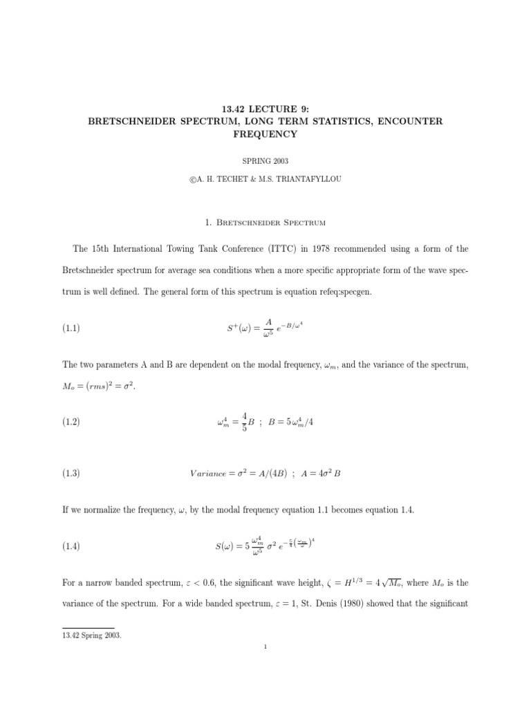 Bretschneider Spectrum | PDF | Spectral Density | Waves