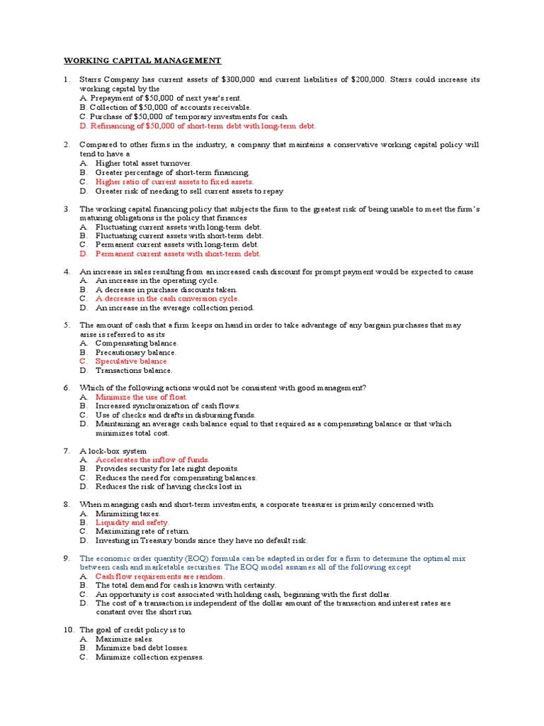 Working Capital Management Insights | PDF | Inventory | Working Capital