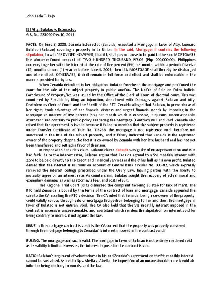 In The Said, Mortgage, It Contains The Following Stipulation | PDF ...