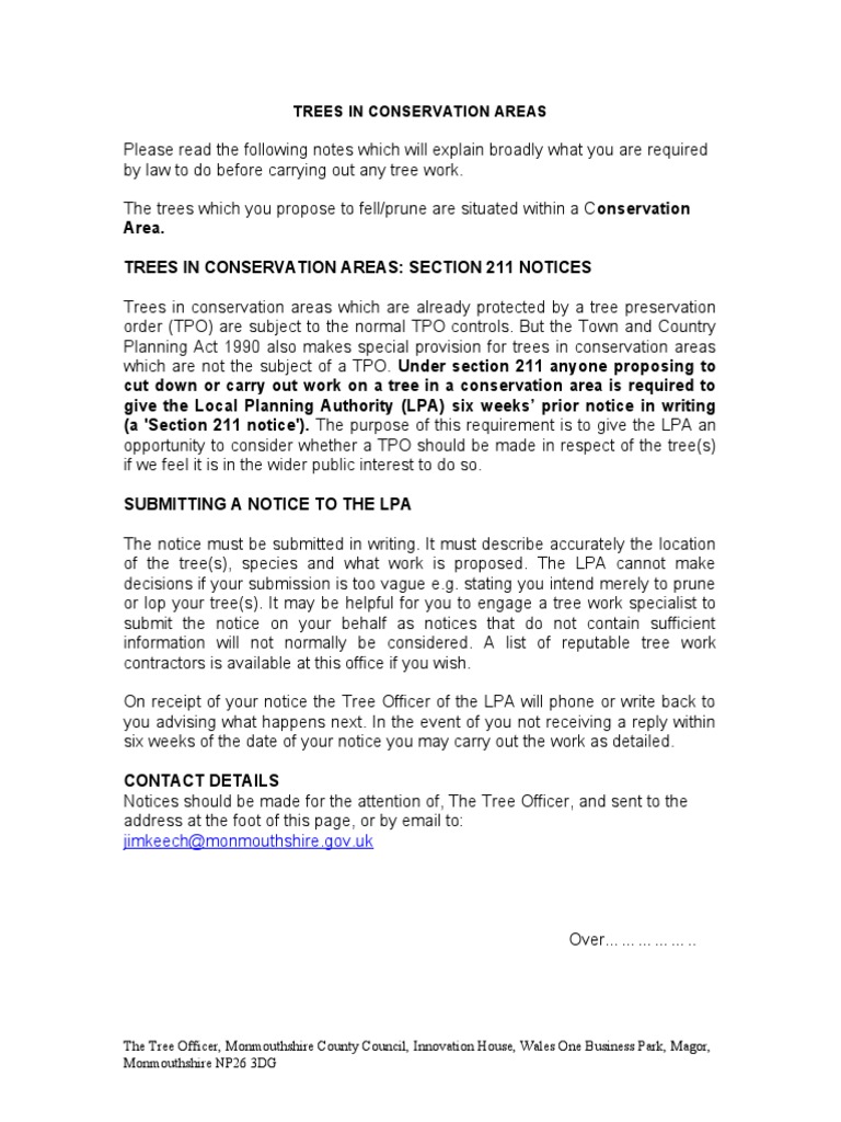 Tree Work Notice in Conservation Areas | PDF | Government Information ...