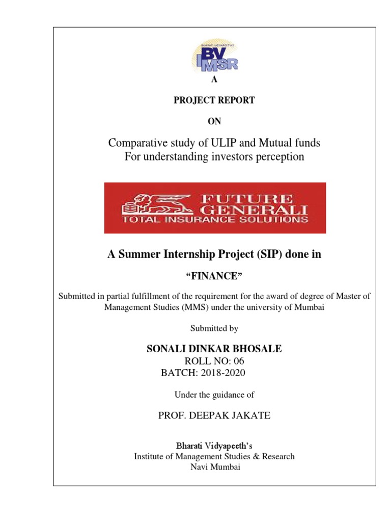 Sip Report Final After Table2 | PDF | Insurance | Diversification (Finance)