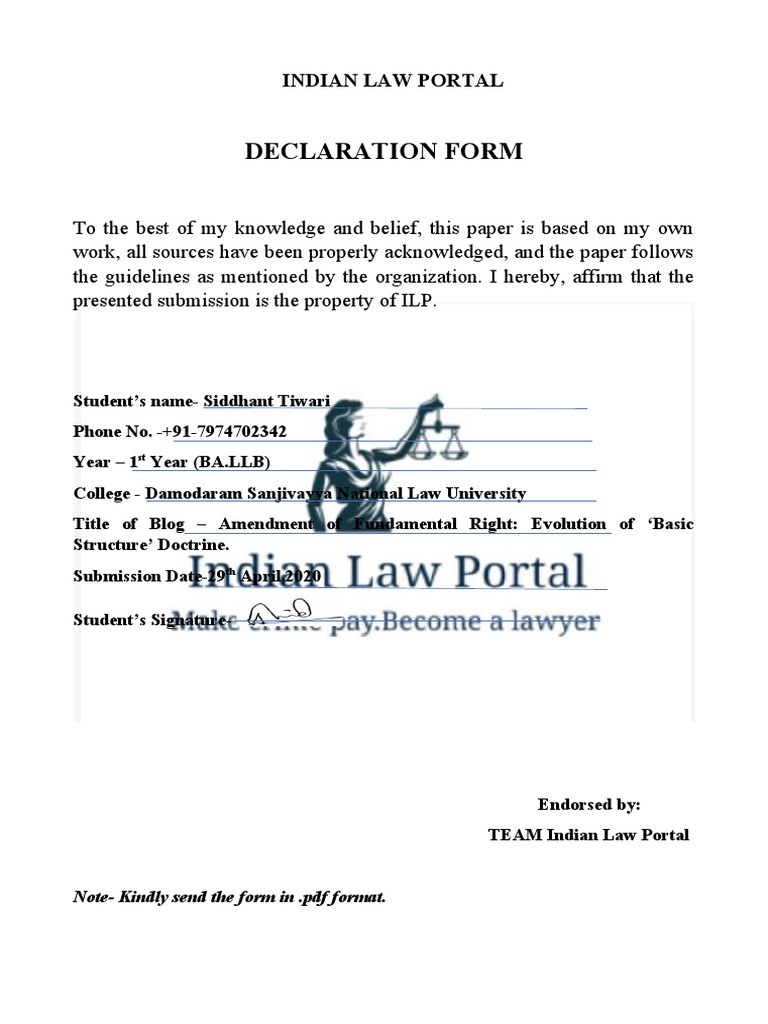 Declaration Form: Indian Law Portal | PDF | Career & Growth