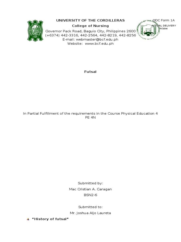 University of The Cordilleras College of Nursing: ODC Form 1A | PDF ...