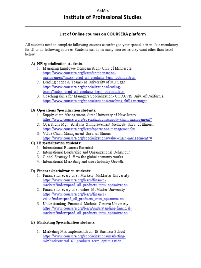 Coursera Courses For 2nd Year Students | PDF | Analytics | Marketing
