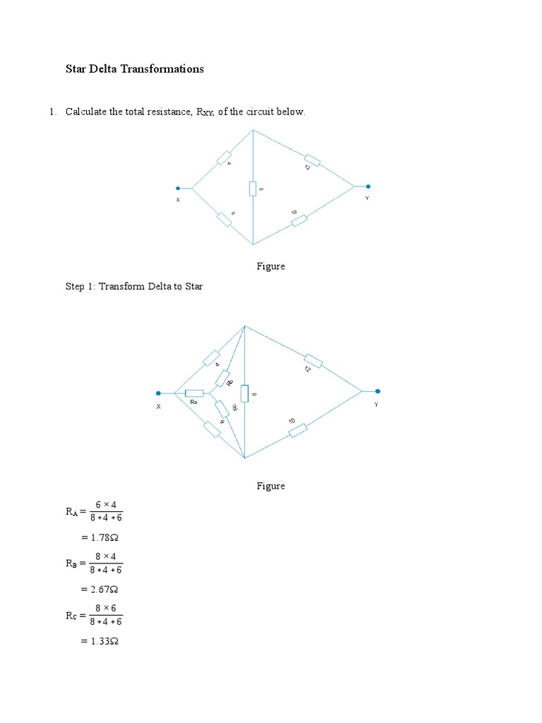 Star Delta Transformations: 1. Calculate The Total Resistance, R, of ...