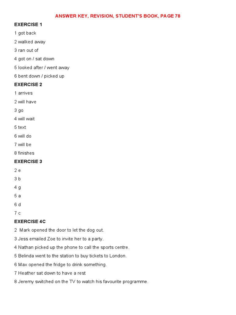 Student's Book Answer Key, Page 78 | PDF | Cooking, Food & Wine ...