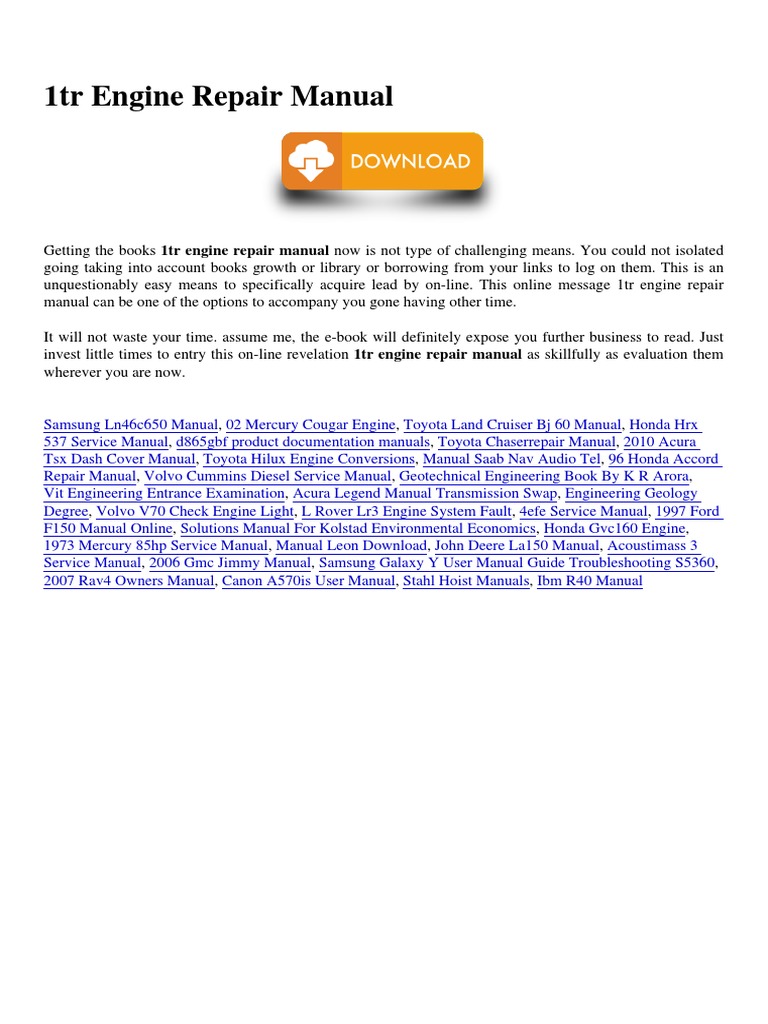 1tr Engine Repair Manual | PDF