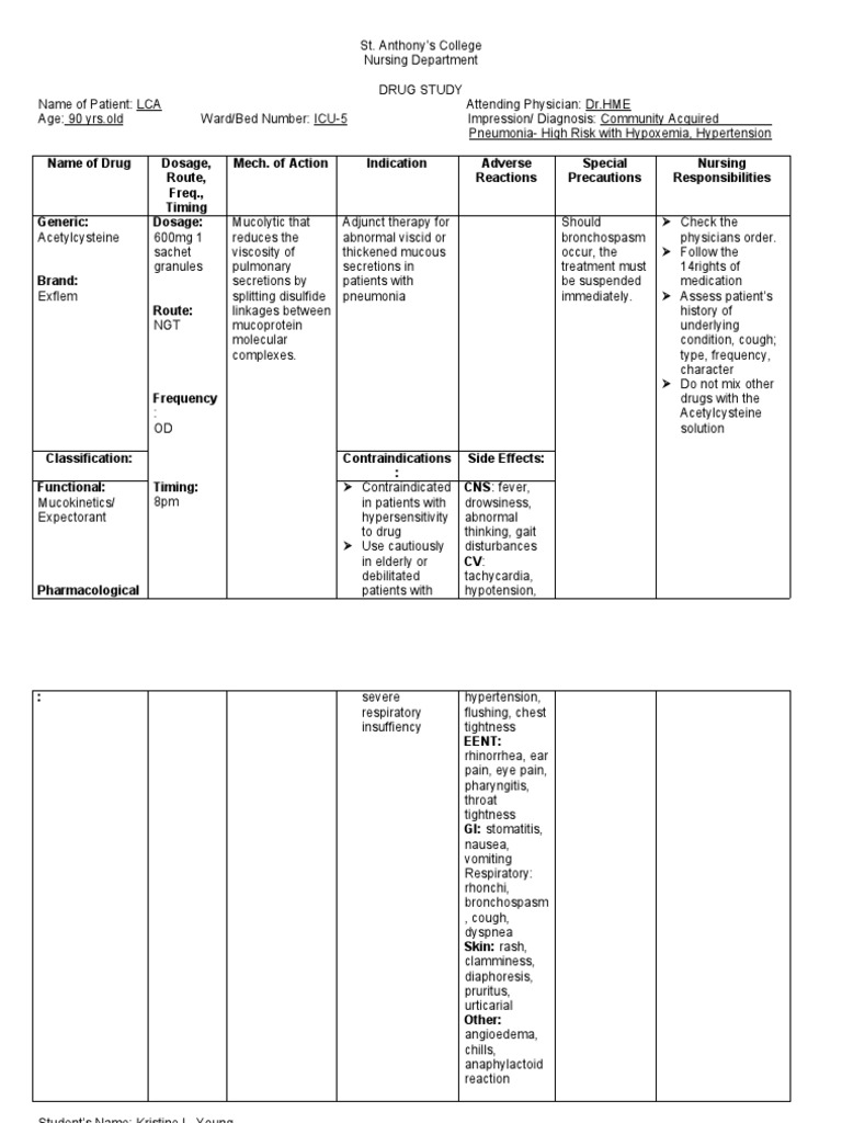 Acetylcysteine (EXFLEM) | PDF | Medicine | Diseases And Disorders