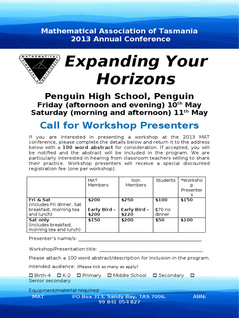 MAT2013 Call For Presenters | PDF