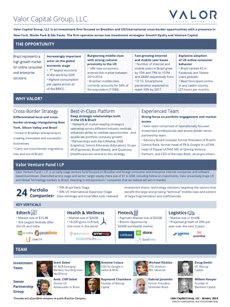 Valor Capital Group, LLC.: The Opportunity | PDF | Venture Capital ...