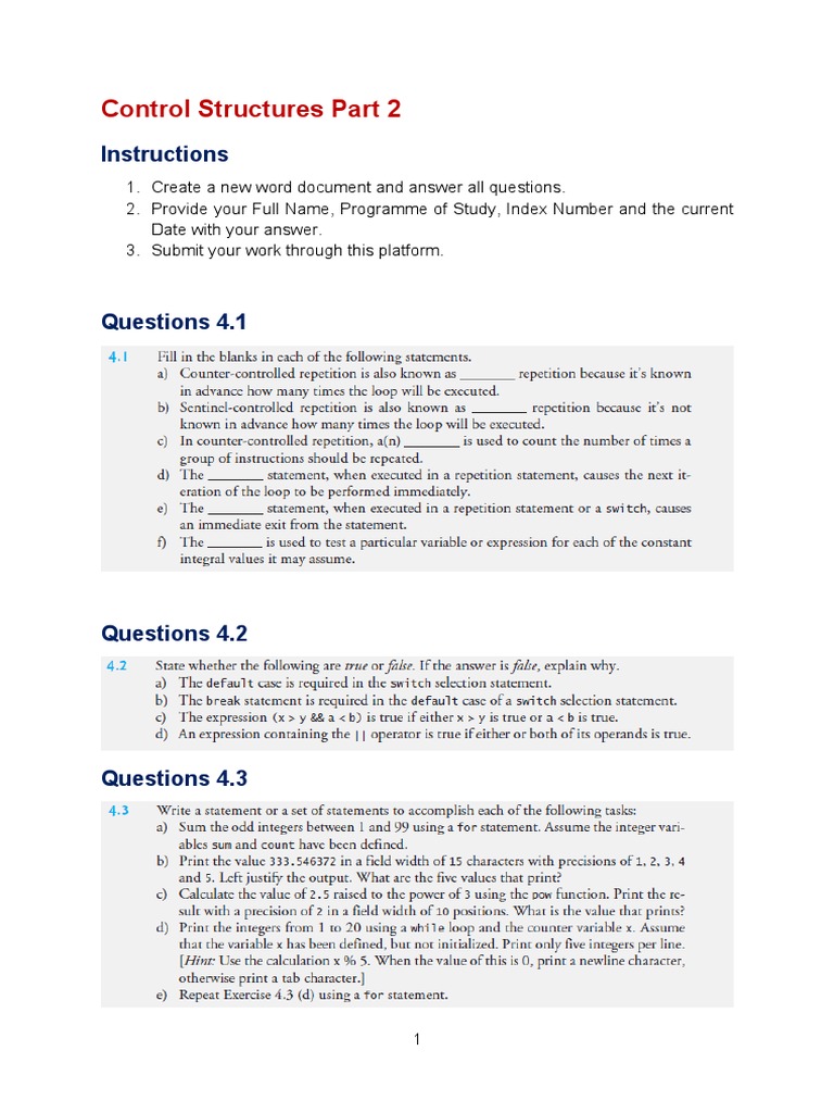Control Structures Part 2: Instructions | PDF
