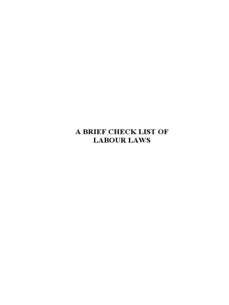 A Brief Check List of Labour Laws | PDF | Apprenticeship | Pension
