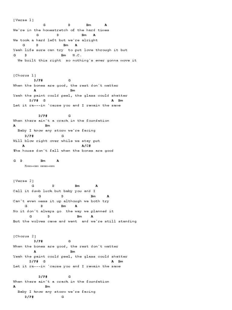 The Bones Chords By Maren Morris Pdf Song Structure Singles Music