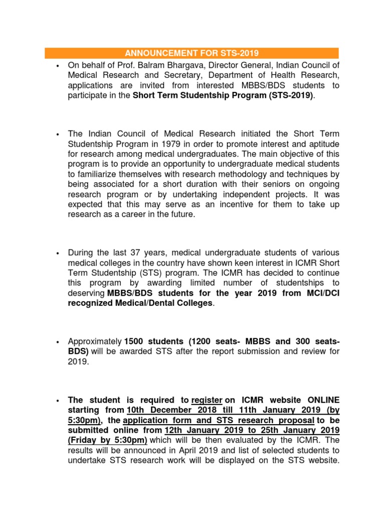 Icmr STS 2019 | PDF | Institutional Review Board | Plagiarism