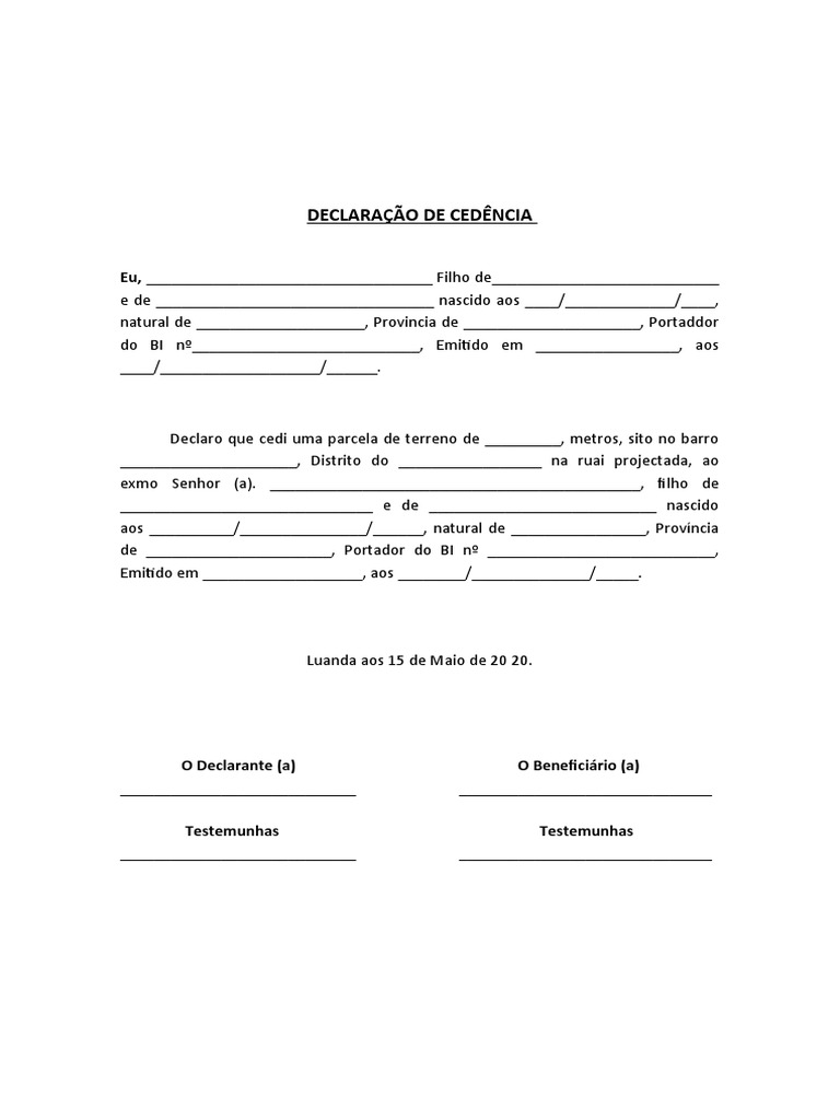 Declaração de Cedência | PDF