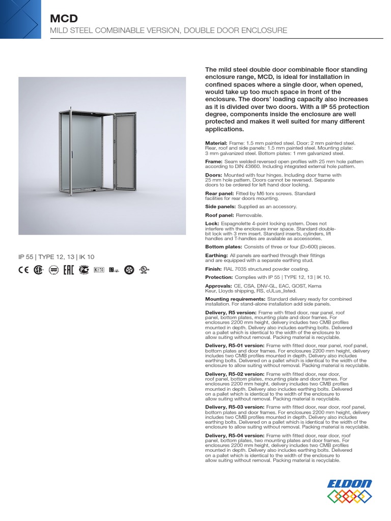 MCD Double Door Enclosure Specifications | PDF | Door | Building Materials