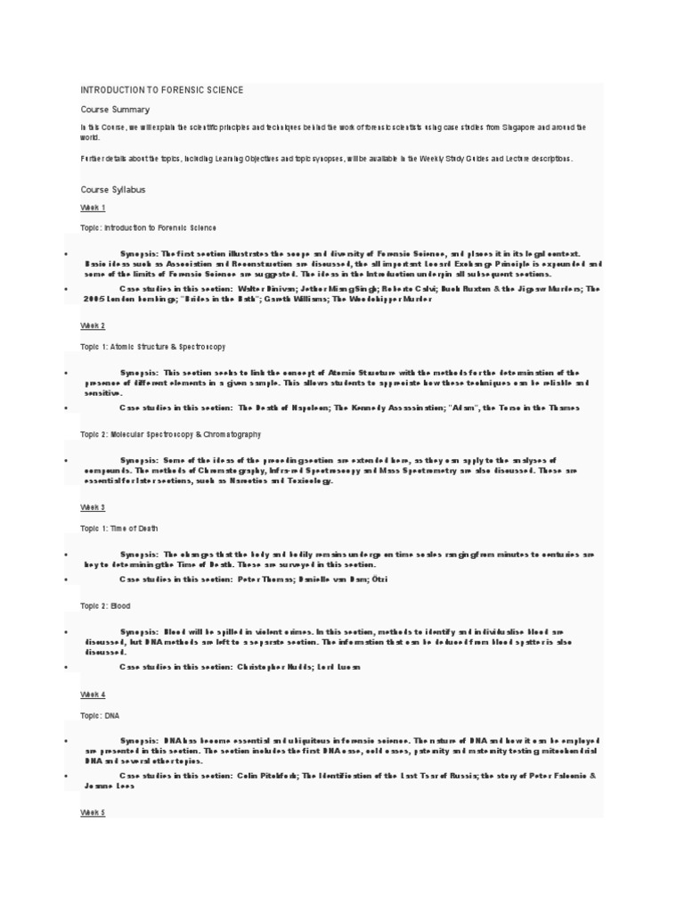 Introduction To Forensic Science | PDF | Forensic Science | Case Study