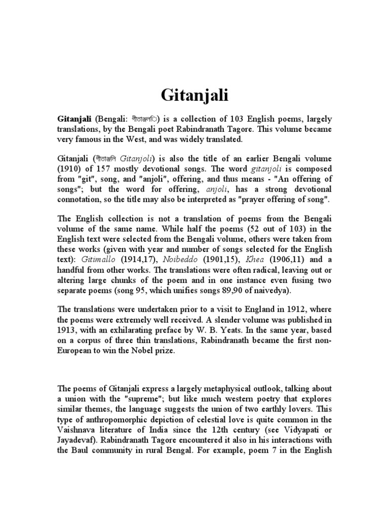 Gitanjali | PDF | Poetry