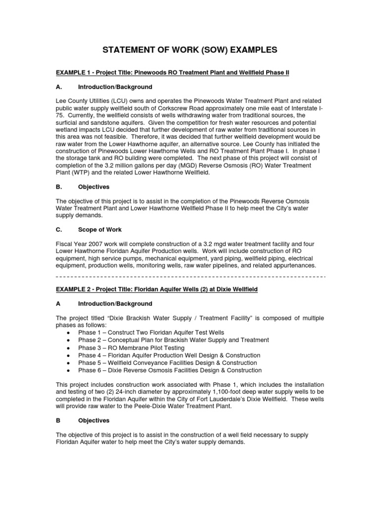 SOW Examples | PDF | Reclaimed Water | Water Resources
