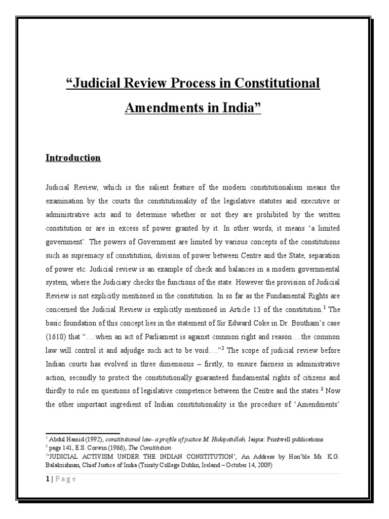 An Analysis of the Judicial Review Process of Constitutional Amendments ...