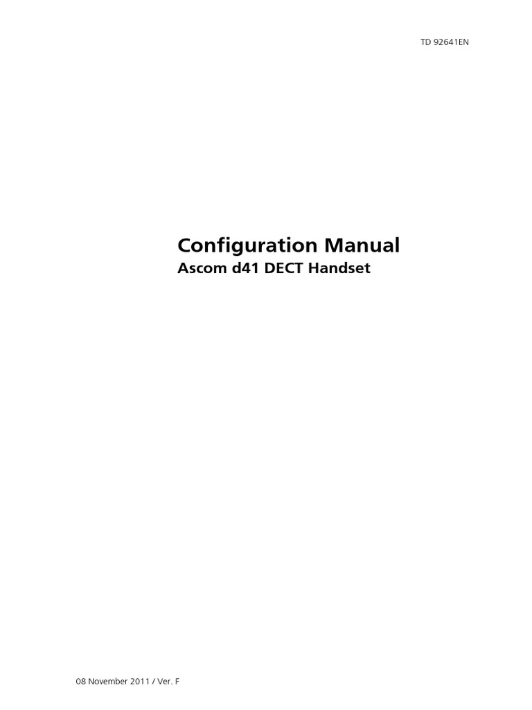 Configuration Manual: Ascom d41 DECT Handset | PDF | World Wide Web ...