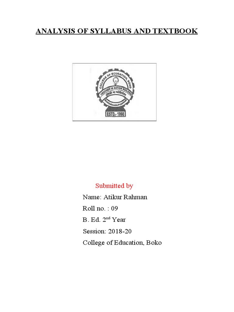 Critical Study of Syllabus and Text Book (1) Atikur Rahman | PDF ...