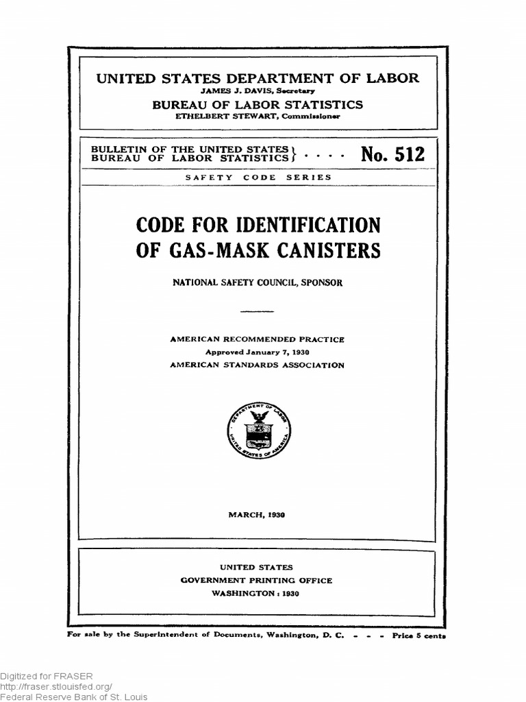 Code For Identification of Gas-Mask Canisters: United States Department ...