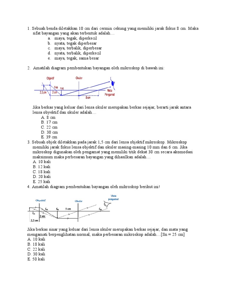 Soal Latihan Alat Optik Kelas 11 | PDF | Seni