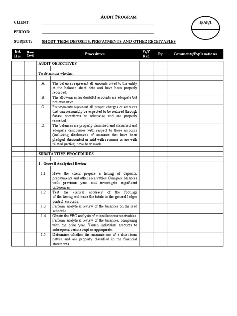 Short-Term Prepayments Audit Procedures | PDF | Accounts Payable | Audit