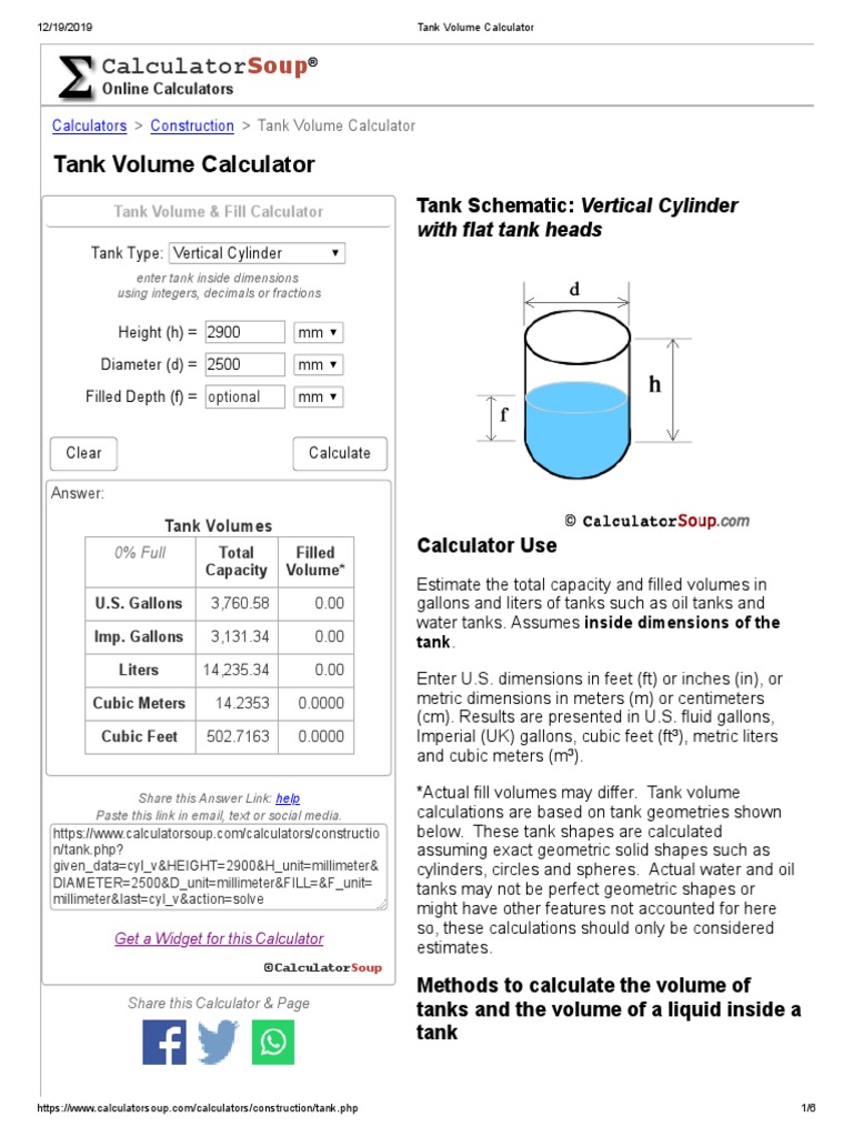 Calculate Gallons In A Tank