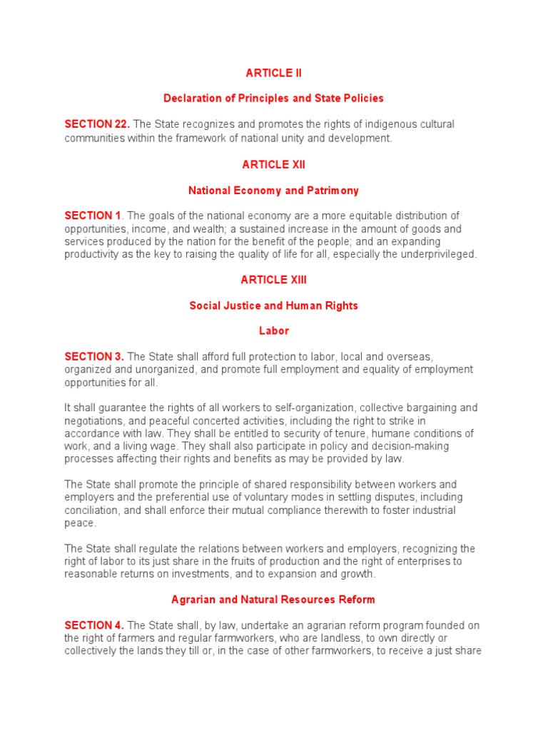 Article Ii Declaration of Principles and State Policies Section 22 ...