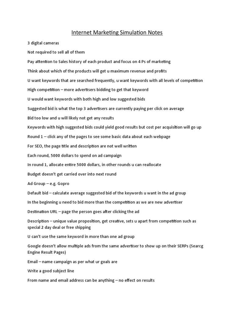 Simulation Notes | PDF | Search Engine Optimization | Media Manipulation