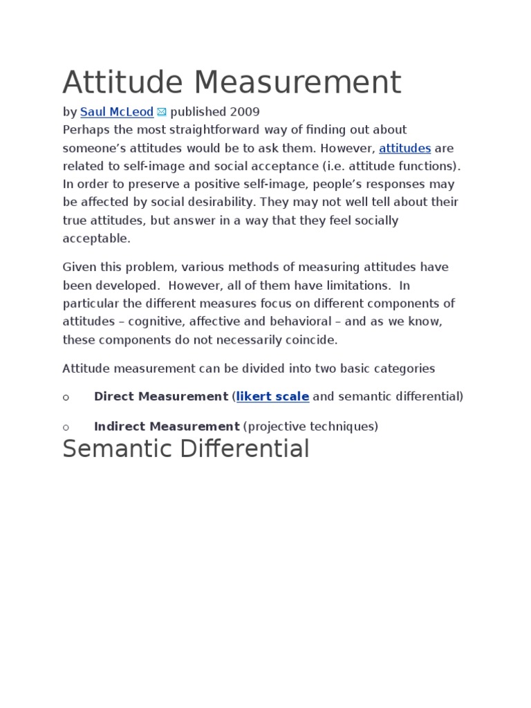 Attitude Measurement | Download Free PDF | Attitude (Psychology ...