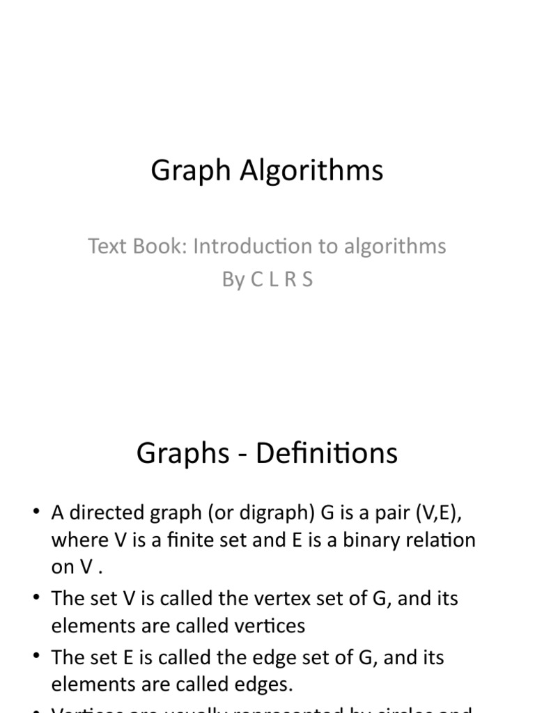 Graph Algorithms Text Book Introduction To Algorithms Byclrs Pdf 9012