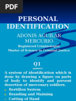 Personal Identification Techniques | PDF | Fingerprint | Hand