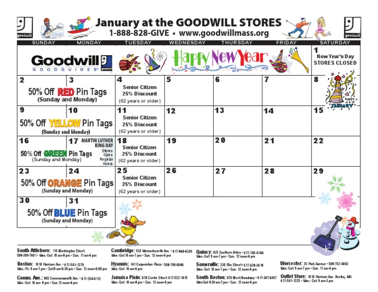 Goodwill's January Retail Calendar | PDF | Leisure