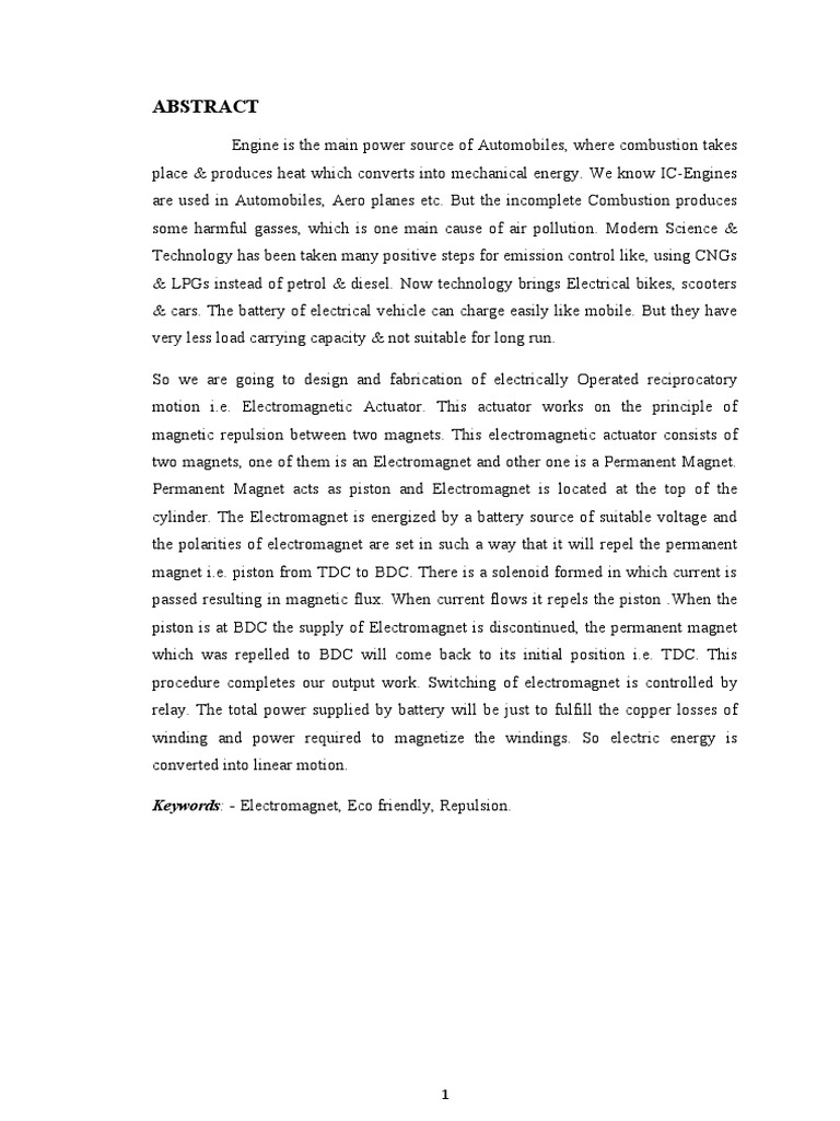 Design and Fabrication of Electromagnetic Mechanical Engine | Download ...