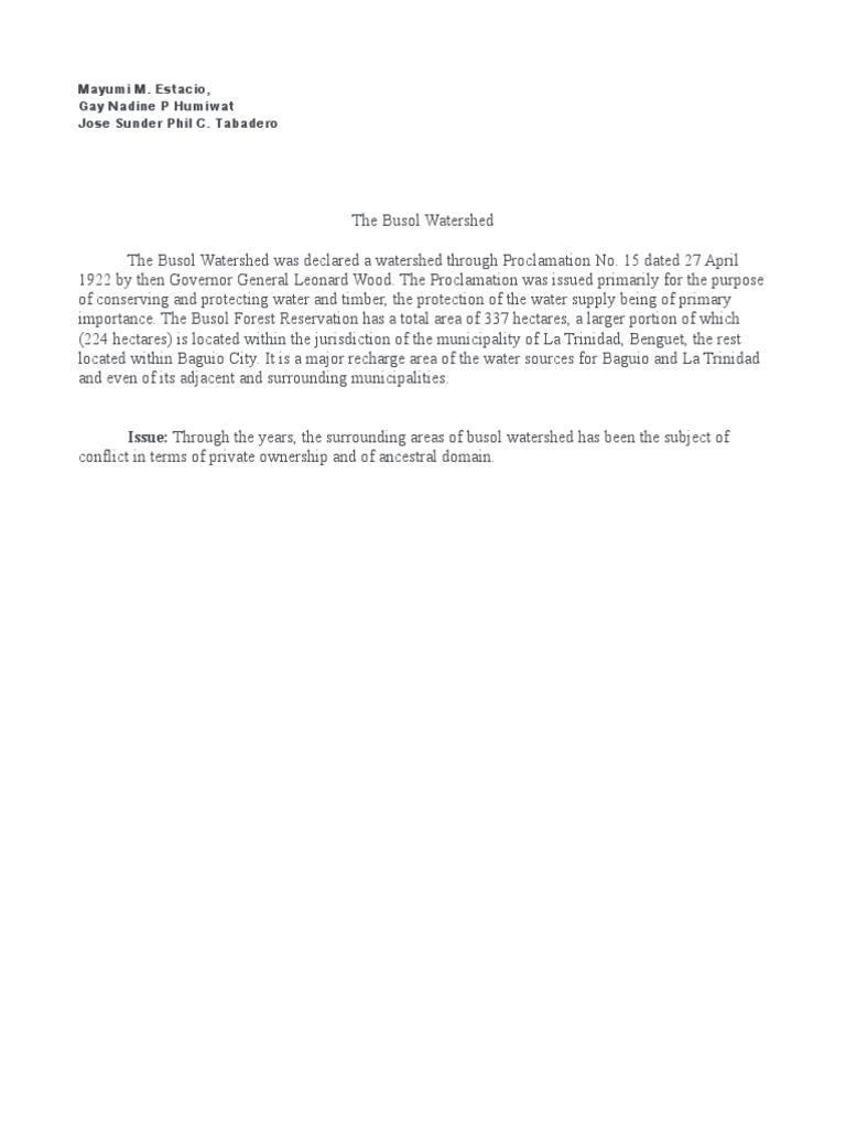 The Busol Watershed | PDF