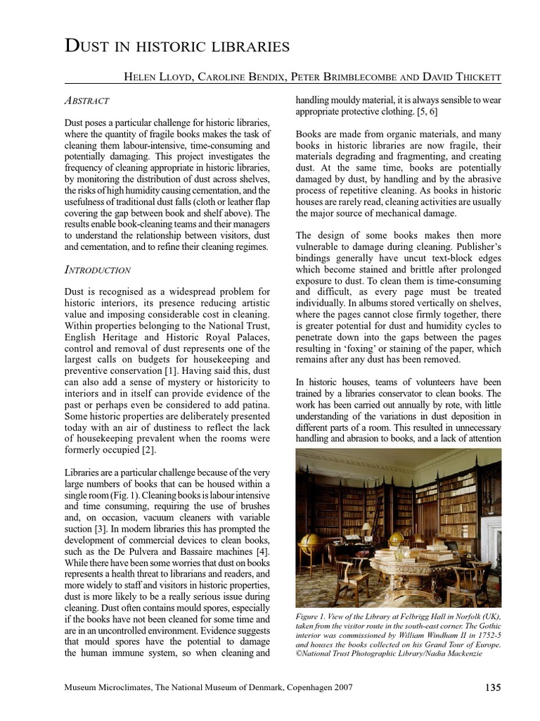 Dust in Historic Libraries | PDF | Dust | Collections Care