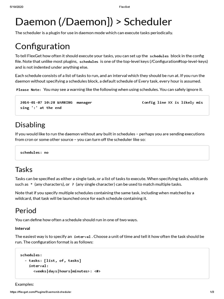 Daemon (/daemon) ) Scheduler: Con Guration | PDF | Computing | Computer ...