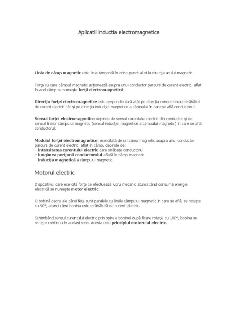 Aplicatii Inductia Electromagnetica | PDF