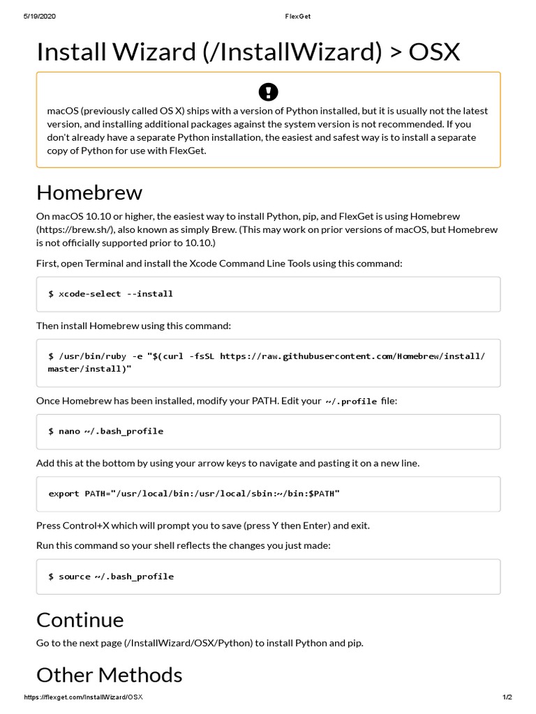 Install Wizard (/installwizard) Osx: Homebrew | PDF