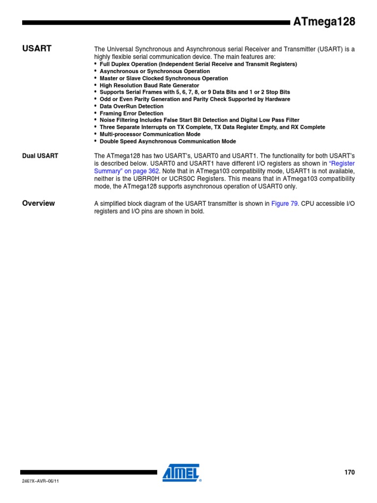 Atmega128: Usart | PDF | Electronics | Computer Hardware