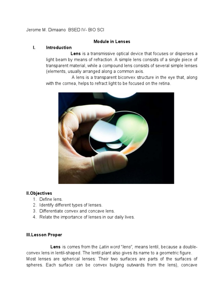 3 - Dimaano, Jerome M. - Lenses | PDF | Lenses | Vision