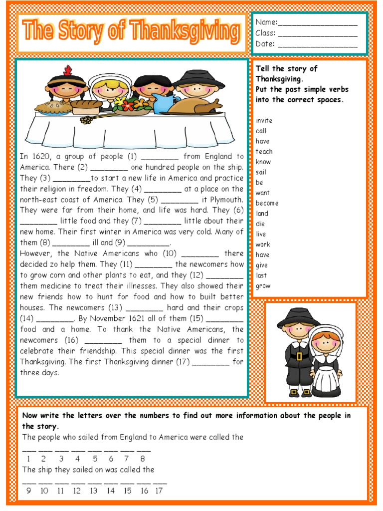 The Story of Thanksgiving Fun Activities Games Reading Comprehension ...