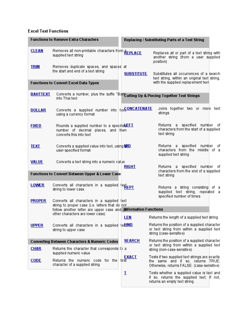 Excel Text Functions | PDF | Trigonometric Functions | Sine