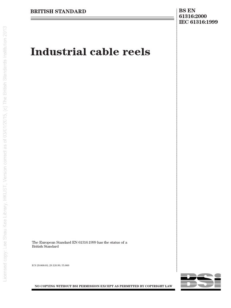 BS en 61316 2000 - Industrial Cable Reels. | PDF | International ...
