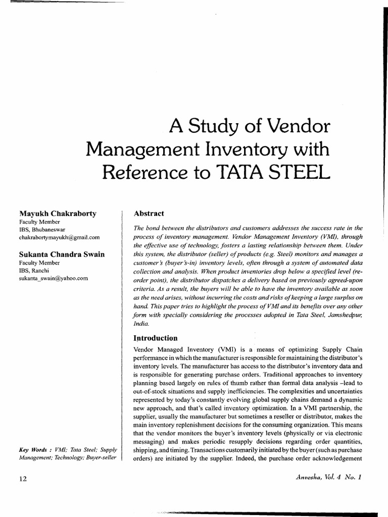 Tata Steel Vendor Management System | PDF
