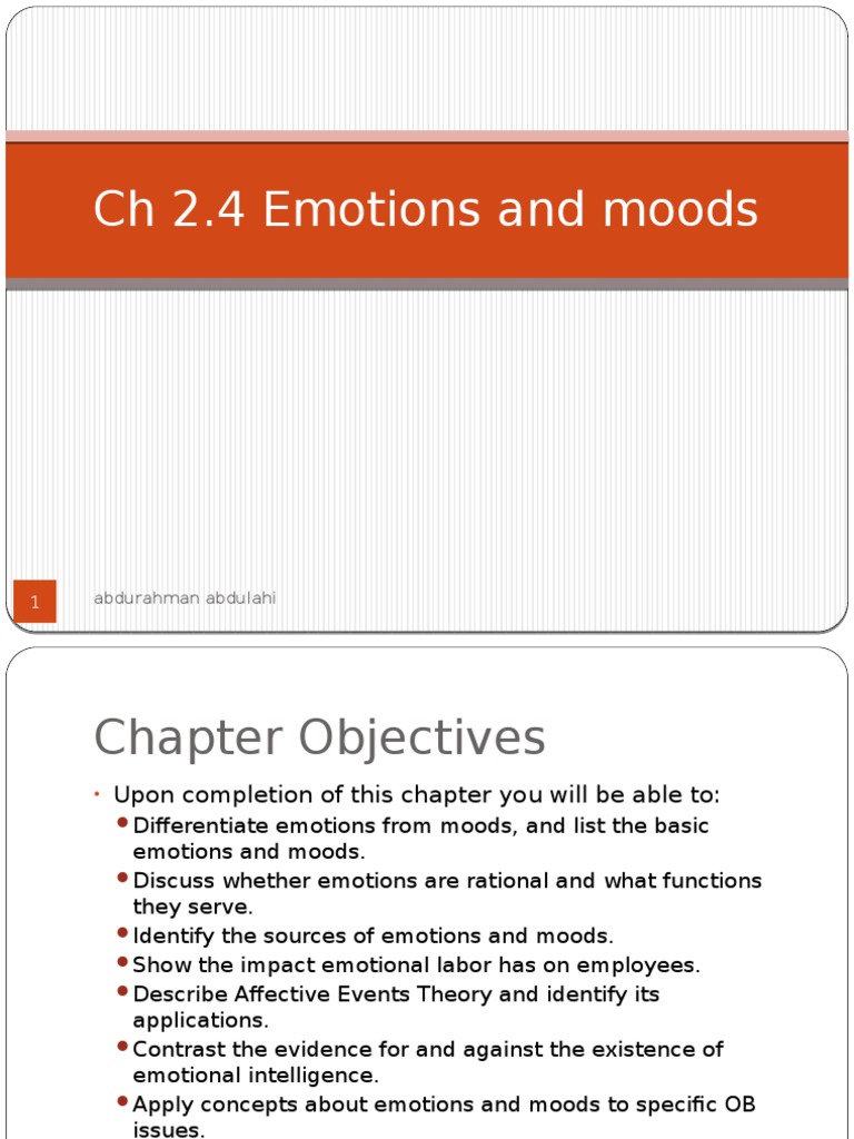Understanding Emotions and Moods in OB | PDF | Mood (Psychology ...